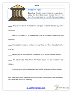 Freedom Fight Worksheet - Dred Scott Case Timeline