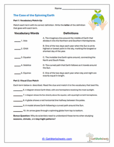 Earth's Rotation and Revolution Worksheets - GetWorksheets.com