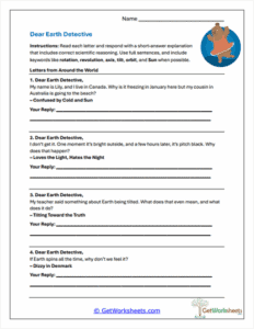 Earth's Rotation and Revolution Worksheets - GetWorksheets.com