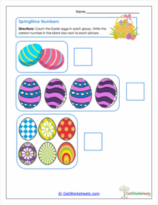 Springtime Numbers Worksheet - Counting & Number Sense