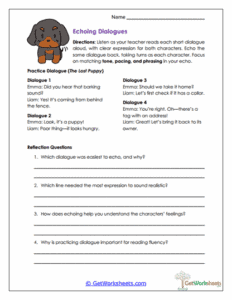 Echo Reading Worksheets - GetWorksheets.com