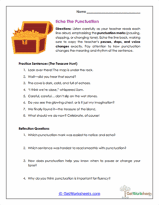 Echo the Punctuation Worksheet - Fluency and Punctuation Awareness
