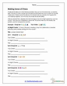 Emoji Creativity Mix Worksheet - Visual Story Planning