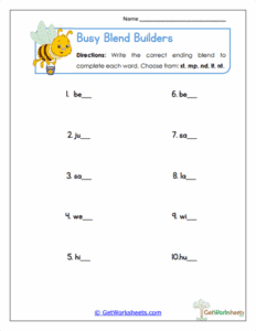 Ending Blends Worksheets | Phonics Collection - GetWorksheets.com