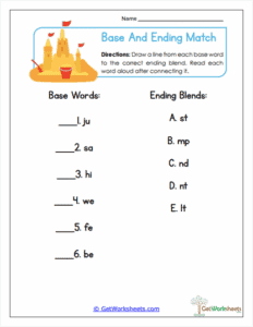 Ending Blends Worksheets | Phonics Collection - GetWorksheets.com
