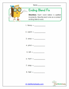 Ending Blends Worksheets | Phonics Collection - GetWorksheets.com