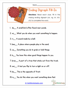 Sound Pair Fill-In Worksheet - Digraph Completion