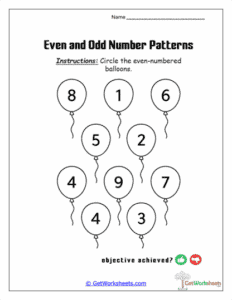 Even and Odd Number Patterns Worksheets - GetWorksheets.com