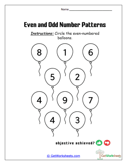 Even and Odd Number Patterns Worksheets - GetWorksheets.com