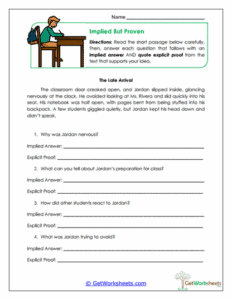 Explicit vs. Implied Details Worksheets - GetWorksheets.com