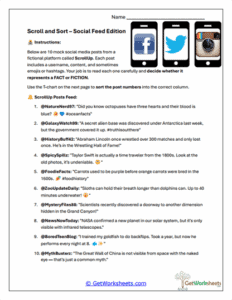 Social Feed Fact Check Worksheet - Digital Media Literacy