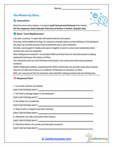 Mixed-Up Fact Finder Worksheet - Fact vs. Fiction in Narrative Text