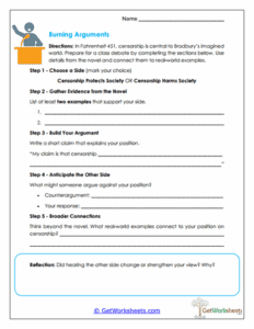 Censorship Debate Worksheet - Argument & Evidence Building