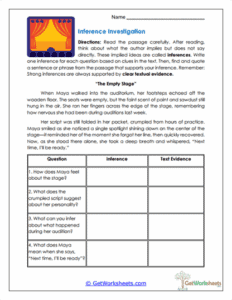 Inference Investigation Worksheet - Evidence-Based Inference