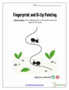 Ant Trail Adventure Worksheet - Fingerprint Path & Drawing Details