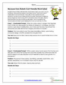 Breaking Down Overloaded Prompts Worksheet - Clear Task Writing