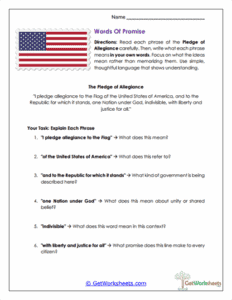 Words of Promise Worksheet - Reading Comprehension & Civic Understanding