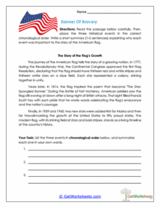 Banner of Bravery Worksheet - Chronological Sequencing & Summary