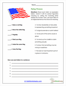 Flying Phrases Worksheet - Idioms & Figurative Language