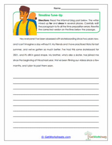 Timeline Tune-Up Worksheet - Editing For & Since