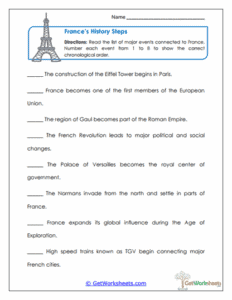 France Worksheets - GetWorksheets.com
