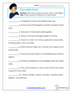 France Worksheets - GetWorksheets.com