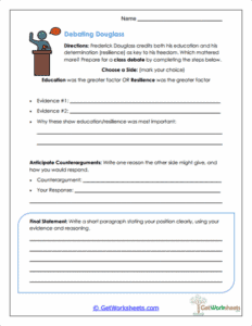 Final Reflections on Douglass Worksheet - Personal Insight & Literary ...