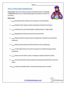 Genre Knowledge Check Worksheet - Understanding Literary Genres