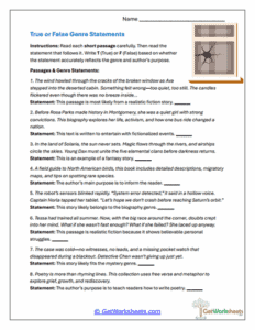 Genre Verification Task Worksheet - Evaluating Genre Accuracy