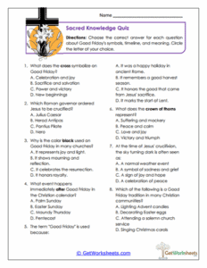 Good Friday Worksheets - GetWorksheets.com