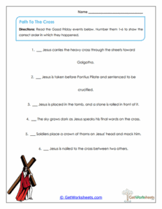 Path to the Cross Worksheet - Good Friday Sequencing Skills