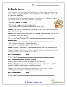 Bot Rewrite Bureau Worksheet - Revising AI Responses