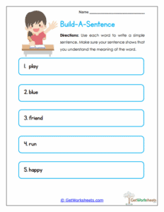 Build-A-Sentence Worksheet - Simple Sentence Writing Practice