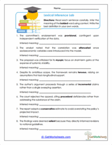 Lexical Inference Lab Worksheet - Context-Based Vocabulary Analysis