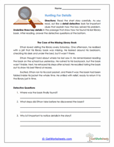 Lost Library Mystery Worksheet - Reading Comprehension Skills