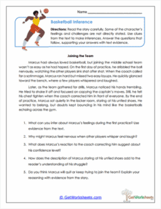 Basketball Inference Worksheet - Reading Between the Lines