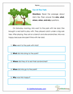 Grade 1 Reading Comprehension Worksheets - GetWorksheets.com