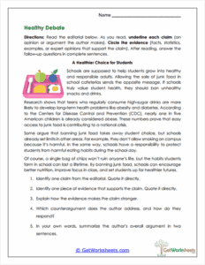 Healthy Debate Worksheet - Argument Structure & Evidence Analysis