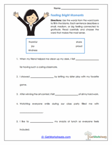 Gratitude and Positive Emotions Worksheets - GetWorksheets.com