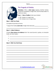Tragic Hero Essay Worksheet - Argumentative Literary Analysis