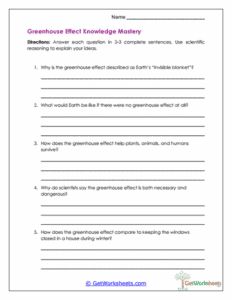 Greenhouse Effect Worksheets - GetWorksheets.com