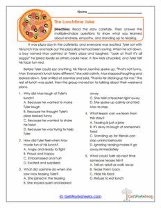 The Lunchtime Joke Worksheet - Empathy & Reading Comprehension