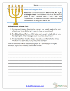 Flame's Perspective Worksheet - Creative Writing & Point of View