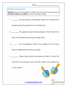 Festival Connections Worksheet - Symbol Identification & Meaning
