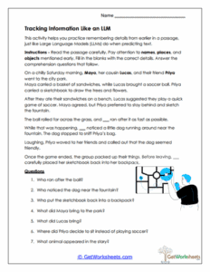 Tracking Information Worksheet - Following Details & Context