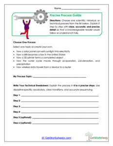 Precise Process Guide Worksheet - Technical Explanation Writing