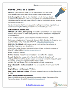 How to Cite AI as a Source Worksheets - GetWorksheets.com