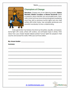 Champions of Change Worksheet - Research & Informational Writing