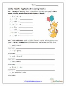 Property Application Worksheet - Explaining Identity Properties