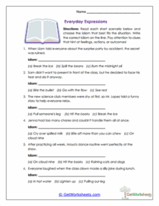 Everyday Expressions Worksheet - Idioms in Context